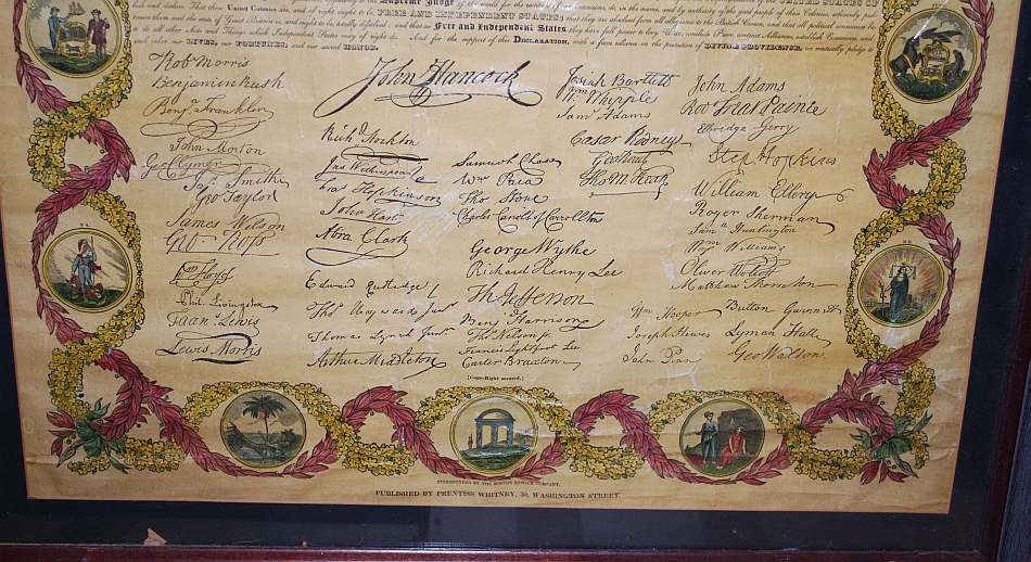 Declaration of Independence Stereotyped Broadside Published By Prentiss ...